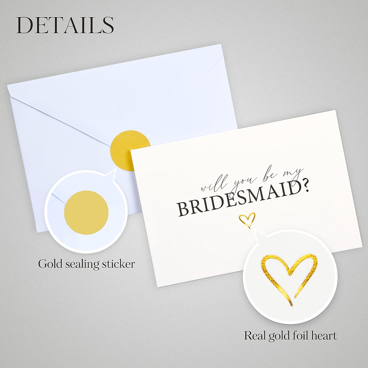 apearrie 12 Will You Be My Bridesmaid Card Set- 8 Bridesmaid Proposal Card, 2 Maid of Honor Cards, 1 Matron of Honor Card, 1 Flower Girl Card- Bridesmaid Proposal Cards with Gold Stickers