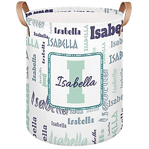 Colorful Name Custom Name Laundry Hamper for Family, Personalzied Name Waterproof Laundry Basket with Handles, Dirty Clothes Hamper with Text for Bedroom