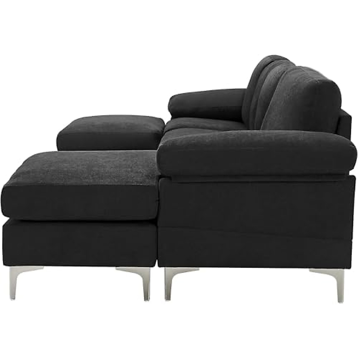 ERYE Oversized U-Shaped Sectional Sofa Couch Modular Deep Seat Sofa&Couch with Reversible Chaise Daybed,Movable Ottoman,Sturdy Metal Legs and Pillow-Top Armrests for Home Office Apartment Living Room