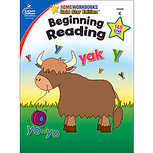 Carson Dellosa Beginning Reading Workbook―Kindergarten Early Reader Phonics Practice With Stickers, Incentive Chart, Puzzles, Coloring Activities (64 pgs) (Home Workbooks)