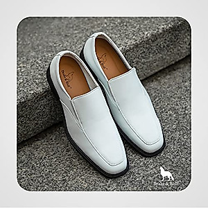 Drake & Wolf Mens Loafers - Classic Microfiber Leather Loafers for Men - Comfortable Slip On Dress Shoes - Formal White