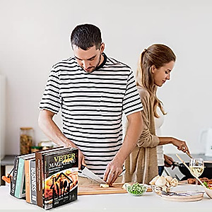 Hotop, Cookbook Bookends Fork Knife Spoon Decor Metal Bookends Supports Holders for Shelves Kitchen Book Cookbook Storage Cooking Time House Appearance Design Modern Functional Chef Housewarming