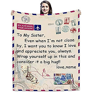 InterestPrint Personalized Long Distance Blanket, Flannel Throw Blanket for Sister, Custom Any Relationship or Name, Ultra-Soft Blanket for Couch Bedroom Home Decor, 30x40-60x80 Inch