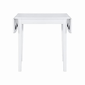 Linon White 30" Square 30" X 48" Fully Extended Torino Drop Leaf Table