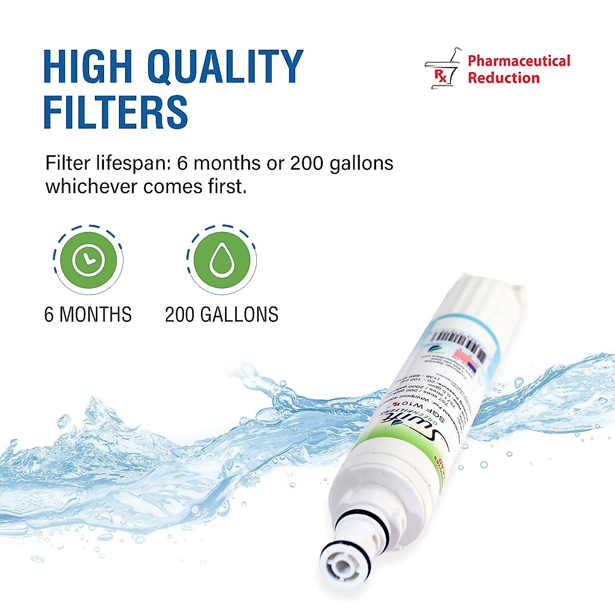 Swift Green Filters SGF-W10 Rx Compatible Refrigerator Water Filter for 4396701, EDR6D1, FILTER 6, 46-9915, CLCH125, EFF-6001A, Made in USA (3 Pack)