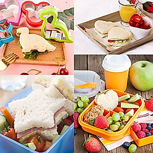 Stainless Steel Sandwiches Cutter set Kids Vegetable Fruit Cutters Heart Star Dinosaur Mousehead Sandwich Cutters Shape Cookie Cutout Fun Food Shape Cutters for Baking