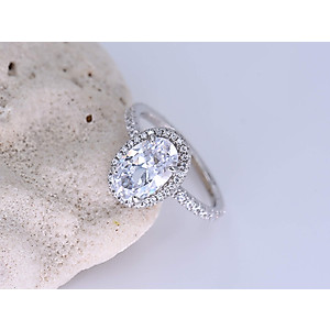 3 ctw Oval Halo Ring CZ Engagement Ring in Sterling Silver (5)