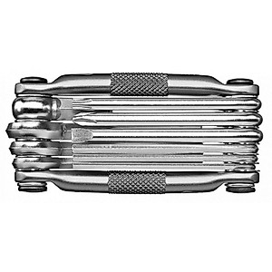 Crankbrothers Multi Tool M 10 Bike Tool - MTB Multi-Tool Nickel - 10 bicycle tools (10 in 1 tool), ergonomic and lightweight