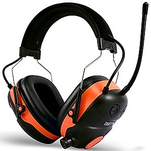 Bluetooth Hearing Protection FM/AM Radio Headphones, MUFFPRO 32dB Noise Cancelling Earmuffs Bluetooth Ear Protection, Safety Earmuff Work Headphones for Mowing Shooting Construction, ANSI CE Certified