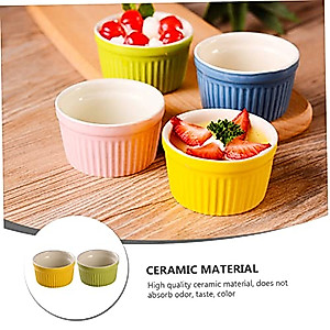 Balacoo 6 Pcs ceramic baking cup creme brulee ramekins porcelain ramekins Porcelain Dishes Oven Safe Round oven bowl Small Baking Bowl mini oven Kitchen Bowl breakfast bakeware ceramics