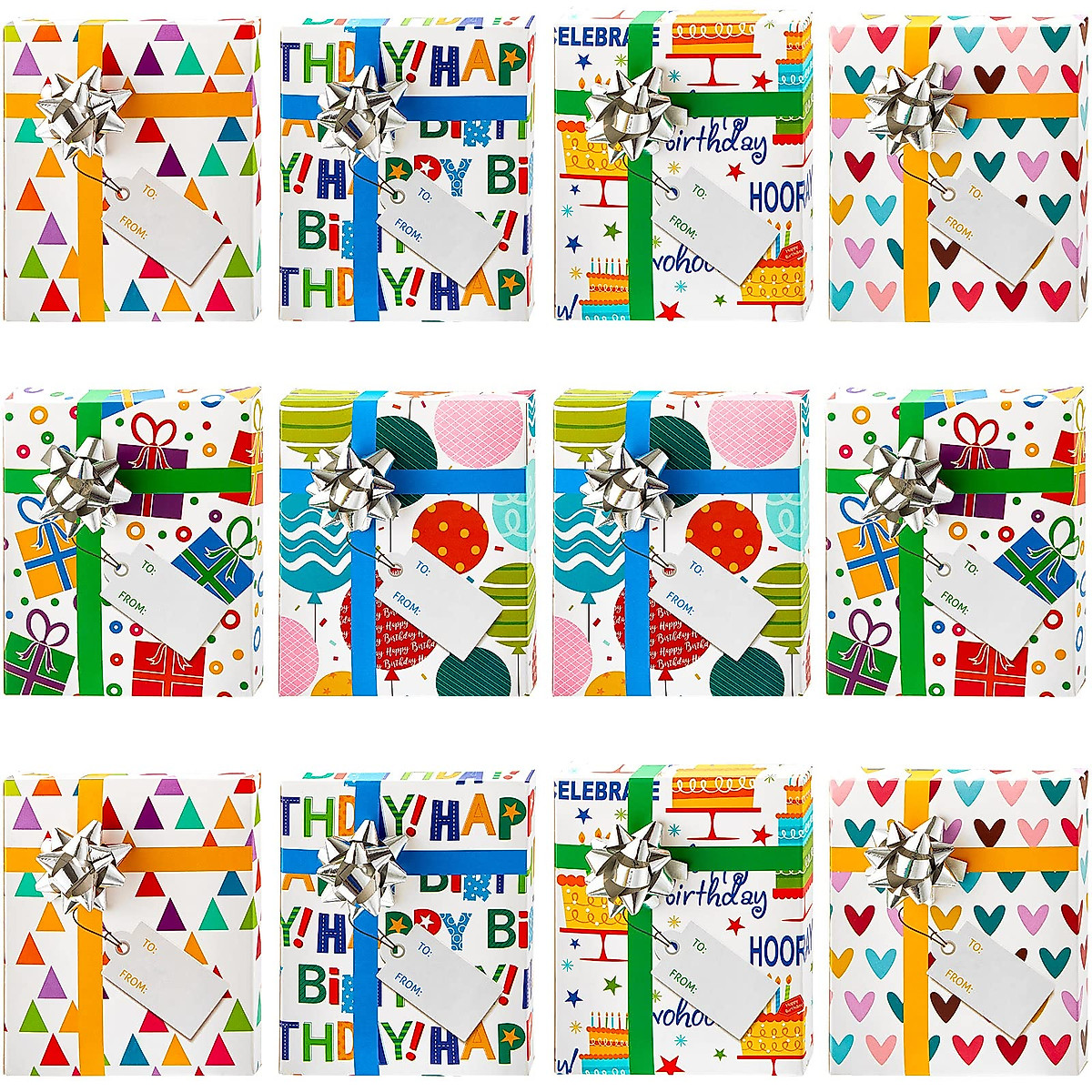 12 Pieces Gift Card Box Happy Birthday Present Card Holder Birthday Card Gift Box with 12 Pieces Wrapping Bows Mini Favor Boxes for Holiday Birthday Party