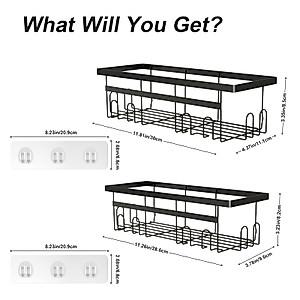 xlimeio Shower Caddy 2 Pack Bathroom Adhesive Shower Organizer Shelves for Inside Decor Stainless Steel Shower Storage No Drilling Shower Rack for Home Kitchen RV Accessories (Black)