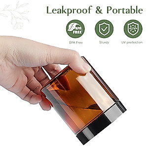 Qeirudu 8 oz Amber Plastic Jars with Lids and Labels, 12 Pack Empty Brown Body Butter Containers for Body Scrub, Cosmetic Beauty Products, Creams and Lotion