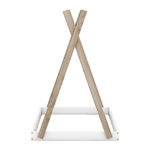 Merax Twin Wood Teepee Bed, Cute Floor Tent Bed for Kids Boys Girls,Easy Assemble White/Natural