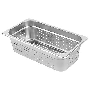 2-Pcs 1/3 Size 4" Deep, Anti-Jam Perforated Stainless Steel Steam Table Pan, Commercial Stainless Steam Pan for Restaurant Hotel
