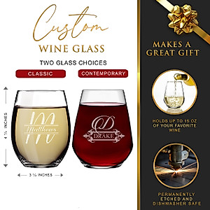 Custom Personalized 15oz Stemless Wine Glass - Customized With Any Name