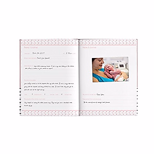 Pearhead Hello Baby First 5 Years Memory Book, Baby Girl Keepsake for New and Expectant Parents, Pregnancy And Milestone Journal, Pink