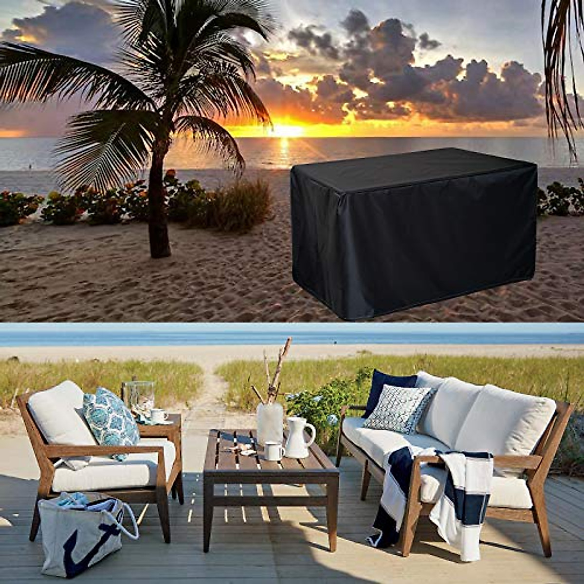 XYXH Garden Furniture Covers Waterproof 42"x42"x28", Rectangle Patio Furniture Cover, Outdoor Table and Chair Set Covers, Dust Resistant Windproof Tear-Resistant Oxford Fabric Snowproof