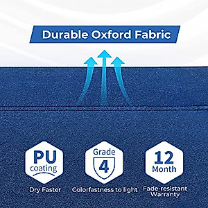 PRAISUN Folding Lounge Chair for Outside, Chaise Lounge for Outdoor, Tanning Chair with 5-Position Backrest, Sun Lounger Chair with Detachable Pillow, Fabric Bag, for Pool, Garden - Navy Blue