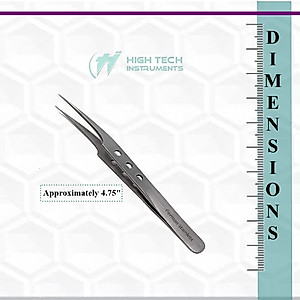 Professional Stainless Steel Tweezers 4.75" with Fine Precision Tips & Fenestrated Handle Suitable for Facial Hair, Splinter and Ingrown Hair Removal Used by Women & Men