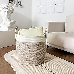 Large Woven Storage Basket, Woven Baby Laundry Basket, Woven Cotton Storage Basket for Closet Rack, Blanket Basket, Toy Basket, Quilt Pad Laundry Basket