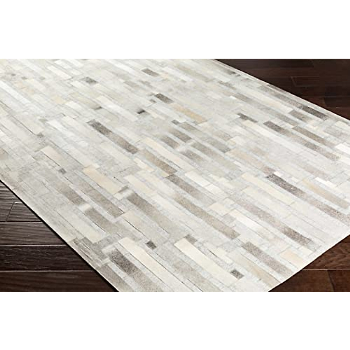 Hauteloom Ellington Living Room, Bedroom Area Rug - Hide, Leather & Fur - Brown, Ivory - 2' x 3'