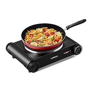 CUSIMAX Hot Plate,1500W Electric Portable Cast Iron Stove with Temperature Controls,Hot Plates for Cooking,Compatible for All Cookwares,Concealed Handle,Easy to Clean