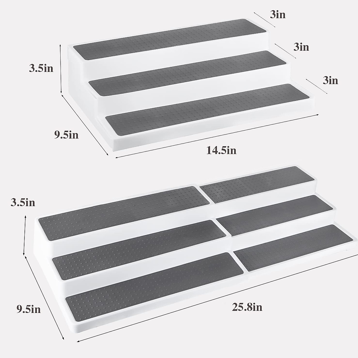 JMSWENJUAN Expandable 3-Tier Spice Rack,Step Shelf Kitchen Cabinet Organizer Spice Stack Display Shelf for Pantry Cabinet or Countertop