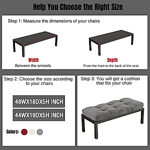 idee-home Bench Cushion for Outdoor Furniture, Patio Loveseat Cushions 48 x 18 x 5 inches Waterproof with Ties, Porch Swing Cushions Wicker Indoor Settee Cushions with Round Corner