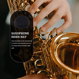 1 PC Sax Horn Hat Saxophone Cover Saxophone Muffler Cover Alto Sax Practice Mute Music Instrument Cover Saxophone Horn Hat Cover for Saxophone Black Fleece Trumpet Cap