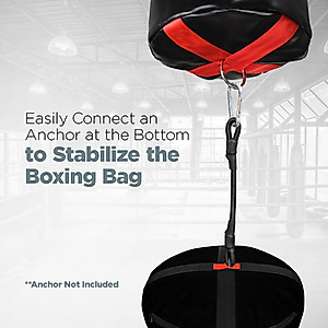 LoGest Boxing Bag - Hanging Punching Bag Sports Training Equipment - MMA, Karate, Judo, Muay Thai, Kickboxing - Hanging or Freestanding - Unfilled Max Capacity 100 Lbs - Heavy Punching Bag (Red)