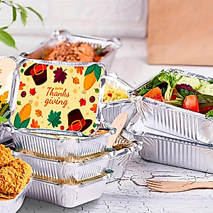 sengcou 50 Pack Aluminum Pans with Lids for Thanksgiving Aluminum Food Containers Storage for Thanksgiving Baking Roasting Meal Prep Thanksgiving Party Holidays BBQ, 6.5 x 5 Inch