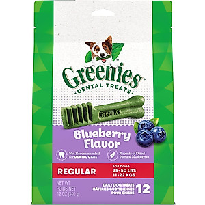 Greenies Bursting Blueberry Dog Dental Treat Regular Size 12 count - Pack of 3