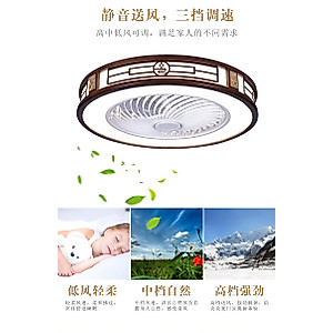 PIAOCAIYIN Modern Led Ceiling Fan with Light, Dimmable Round Chandelier Lamp, 110V Flush Mount Low Profile Fan, Adjustable Speed and Color Temperature, Remote Control, for Bedroom Dining Room