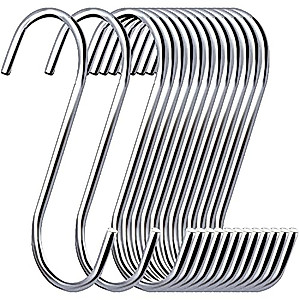 ESFUN 30 Pack 3.7 inch Metal S Hooks Steel S Hooks Plants Hanging Hangers for Kitchen Pans Pots Bags Purse Jeans Jewelry Towels