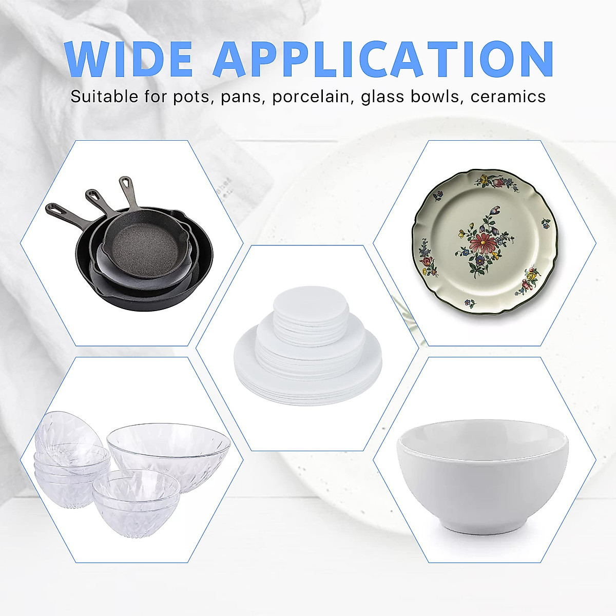 Aemygo 100 Pack Thick Felt Plate Dividers 3 Sizes China Dish Separators Protectors Soft Felt Plate Protectors for Protecting and Stacking Cookware Porcelain Glass Bowls Ceramics(5in, 7.5in, 10.5in)