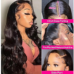MAKATI 26Inch Body Wave Lace Front Wigs Human Hair 13X4 Lace Front Wigs Human Hair Pre Plucked With Baby Hair 180% Density Glueless Transparent HD Lace Frontal Wigs Human Hair Wigs For Black Women