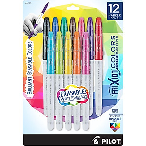 PILOT Pen 44155 FriXion Colors Erasable Marker Pens, Bold Point, Assorted Color Inks, 12-Pack