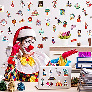 100 Pcs Circus Party Favors Stickers Vinyl Waterproof Funny Circus Decals for Water Bottles Laptop Scrapbooking Travel Cups, Circus Sticker Packs Gifts for Adults Teens Kids (Circus Style)