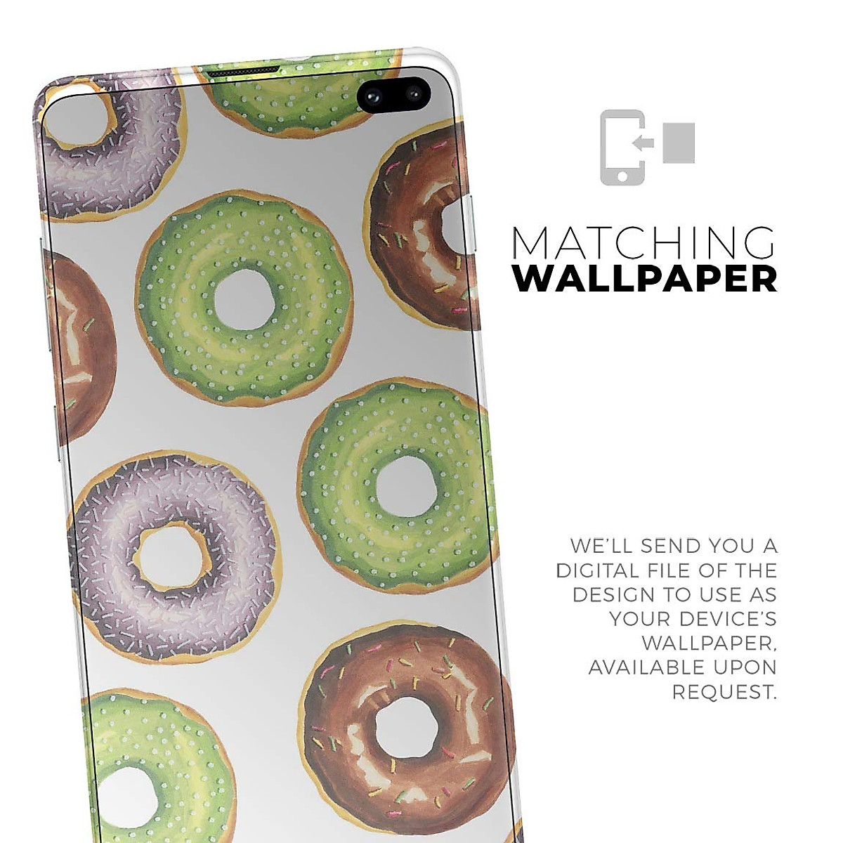 DesignSkinz Yummy Donuts Galore Protective Vinyl Decal Wrap Skin Cover Compatible with The Samsung Galaxy S20 (Screen Trim & Back Glass Skin)