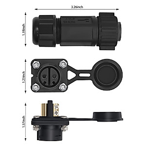 Trolling Motor Plug Receptacle Set,Boat Power Connector Plug,Waterproof Connector for Trolling Motor/Downrigger,12/24/36/48 Volt Boat Marine Power Connector(Black)…