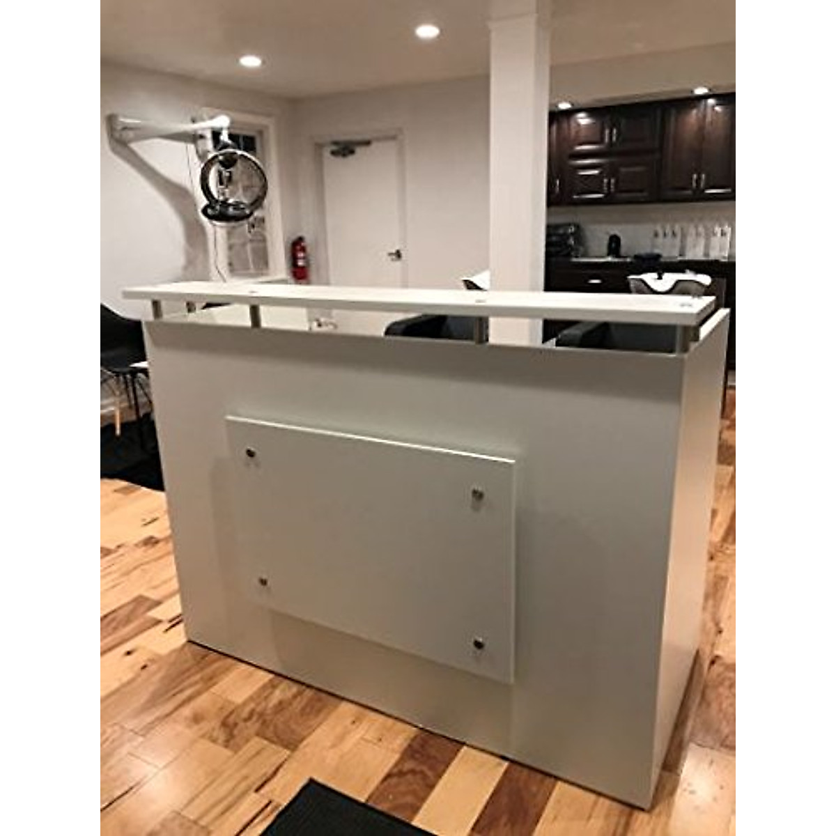 DFS DESIGN Reception Desk Shell which fits a 15 inch Monitor - 60 inch W by 30 inch D by 44 inch H White and White Front