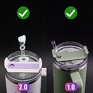 2 Sets Silicone Spill Stopper for Stanley 40/30 oz Quencher H2.0&1.0 Tumbler with Handle including 2 Straw Cover Sets 2 Round Leak Stoppers 2 Square Spill Stoppers for Stanley Cup Accessories