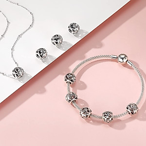 TIZU 925 Sterling Silver Letter A Charms for Pandora Bracelets Alphabet Initial Beads Charms Jewelry Gift for Women