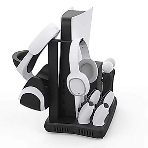 PS5 controller charger，Multifunctional PS5 cooling base,Cooler Fan for PS5 console, Improve the operational life span， Dual handles can be charged at the same time