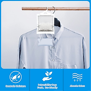 ZSZMFH 12 Pack Moisture Absorber Hanging Bags, Fragrance Free Humidity Packs, Hanging Closet Dehumidifier Bags-220g/pack