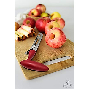 Zulay Premium Apple Corer - Easy to Use Durable Apple Corer Remover for Pears, Bell Peppers, Fuji, Honeycrisp, Gala and Pink Lady Apples - Stainless Steel Best Kitchen Gadgets Cupcake Corer - Red