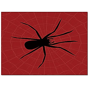 Area Rug Indoor Carpet Black Spiders Web Burgundy Red Back Happy Halloween Home Decor Soft Rugs Collection Comfy Floor Mat Horror Animals Accent Rugs for Bedroom Living Room Kids Room36x60In