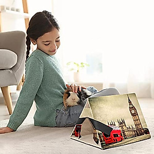 Small Pet Hideout London UK Red Bus and Big Ben Hamster House Guinea Pig Playhouse for Dwarf Rabbits Hedgehogs Chinchillas