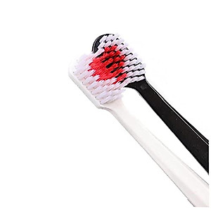 Froiny 2pcsSet Couple Toothbrush Black and White Tooth Brushes Heart Shaped Toothbrush Adult Soft Bristle Toothbrush, One Size